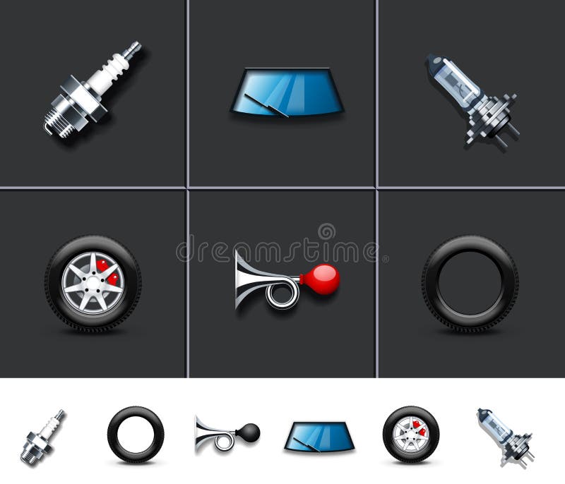 Vector Car Parts-Set 1 stock vector. Illustration of metal - 11035666