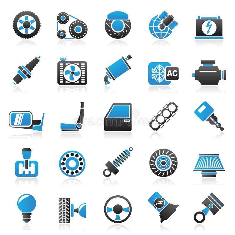 Car Parts, Services and Characteristics Icons Stock Vector ...