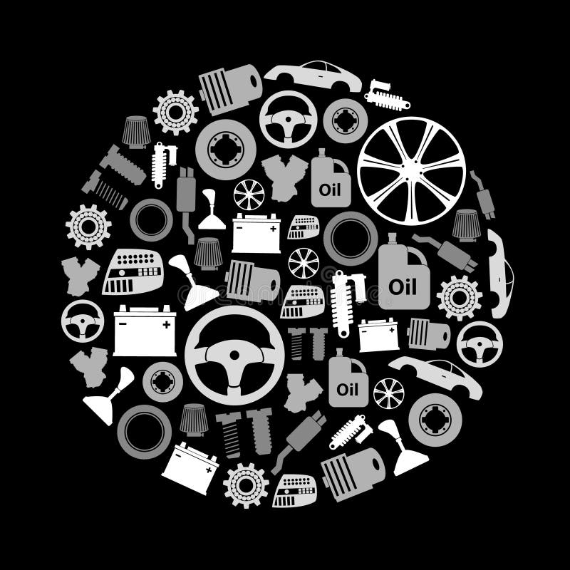 Car Parts Store Simple Stickers Set Eps10 Stock Vector - Illustration ...