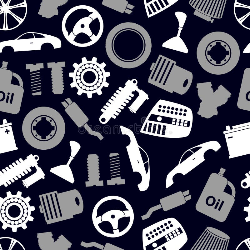 Car Parts Store Simple Icons Seamless Dark Pattern Eps10 Stock Vector ...