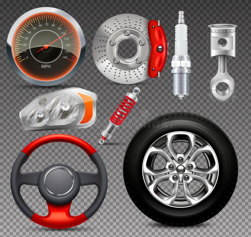 Car Parts Transparent Set stock vector. Illustration of race - 164752650