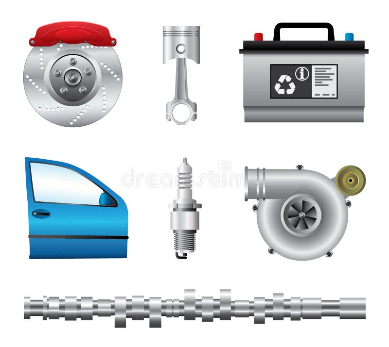 Vector car parts icon set stock vector. Illustration of elements - 9856797