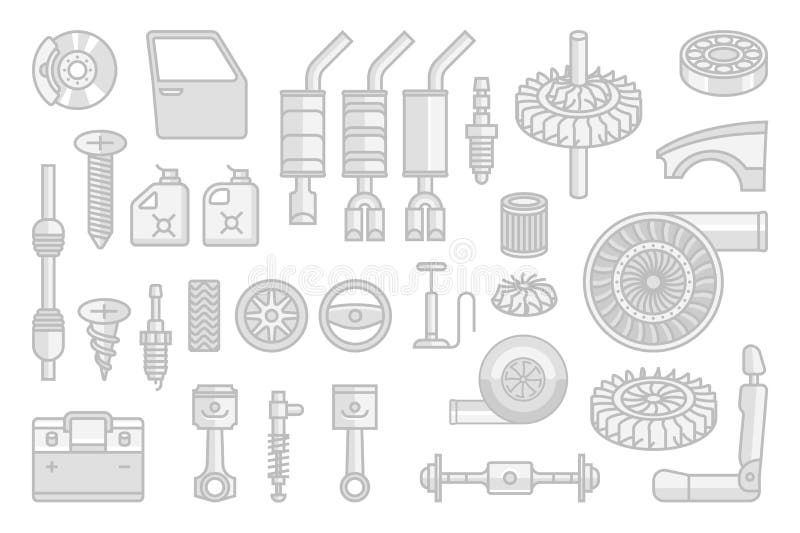 Car parts vector icons set stock vector. Illustration of repair - 127717011