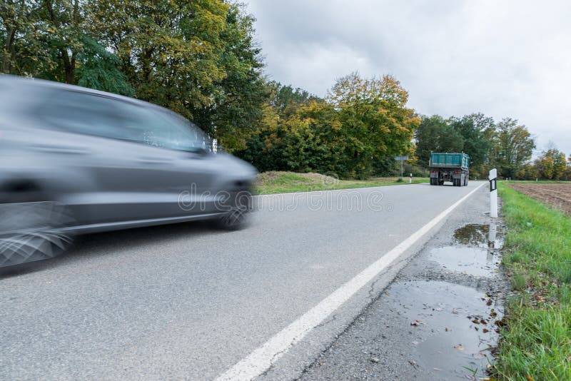 Car Passing by on a National Highway, Germany Stock Image - Image of ...