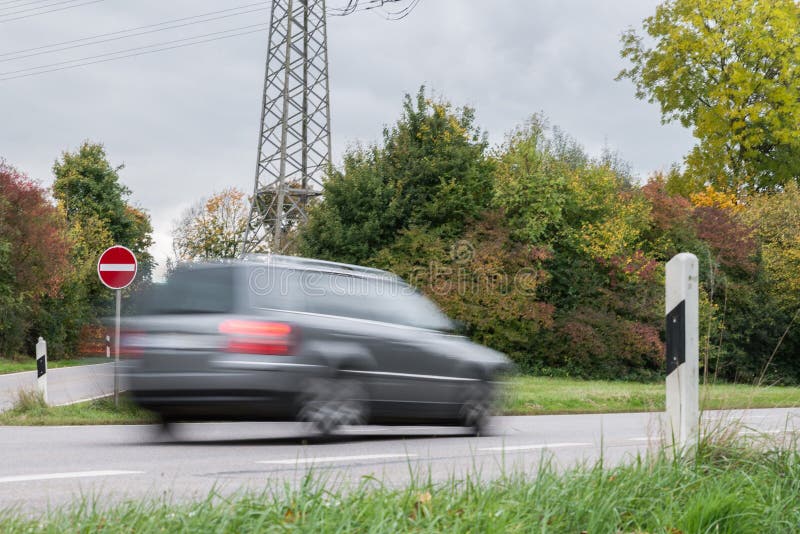 Car Passing by on a National Highway, Germany Stock Image - Image of ...