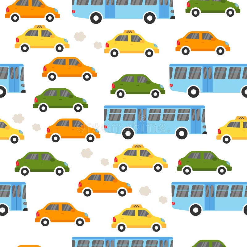 Taxi. Cartoon Transportation Background. Stock Vector - Illustration of ...
