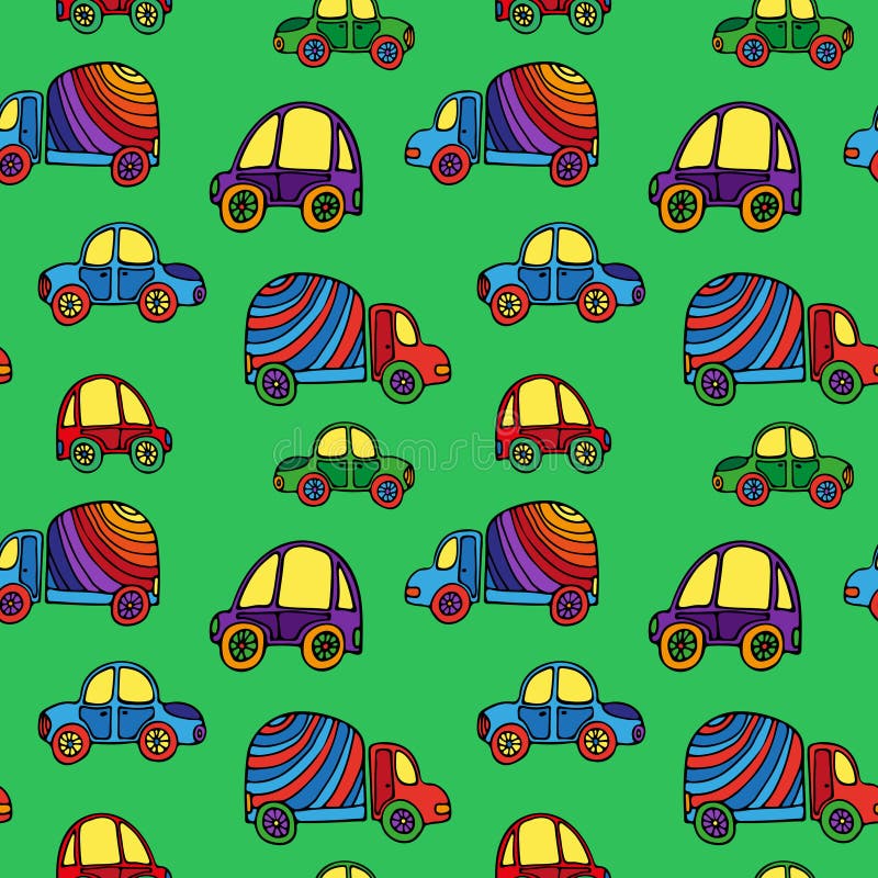 Kids in the Car Seamless Pattern Stock Vector - Illustration of ...