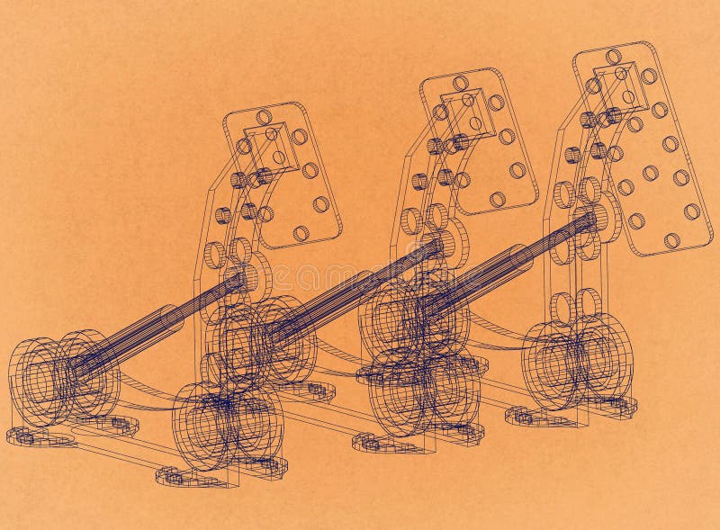 Car Pedals - Retro Architect Blueprint Stock Illustration ...