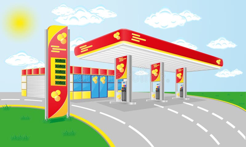 Petrol Station Vector stock vector. Illustration of barrel - 30401533
