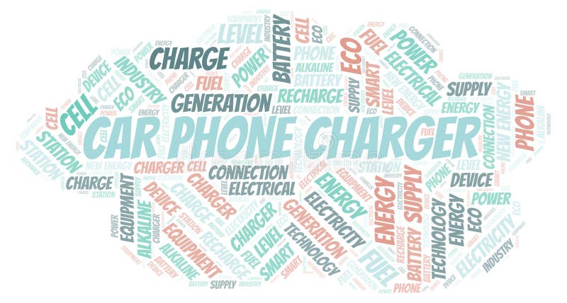 Car Phone Charger Typography Word Cloud Create with the Text only ...