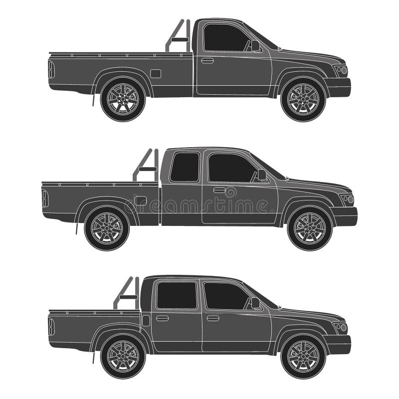 Car Pickup Truck Vector Illustration Stock Vector - Illustration of ...