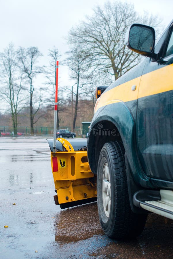 Car with plow-frame. stock image. Image of equipment - 46968359