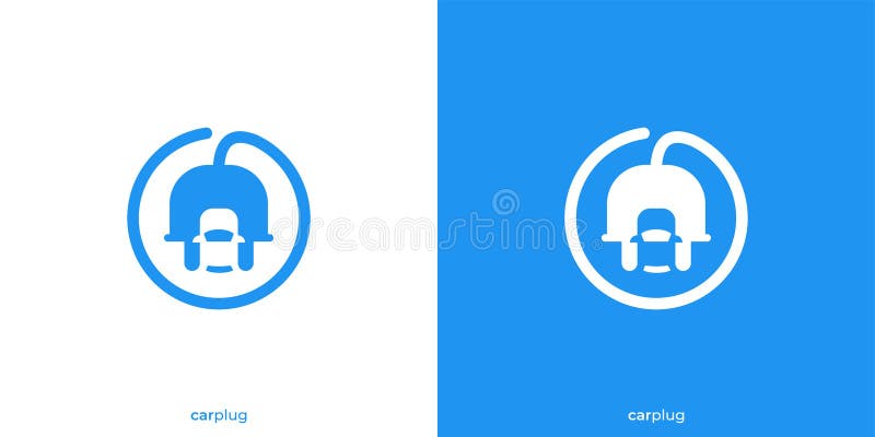 Car Plug Logo. Negative Space Car in Plug with Minimalist Style Stock ...