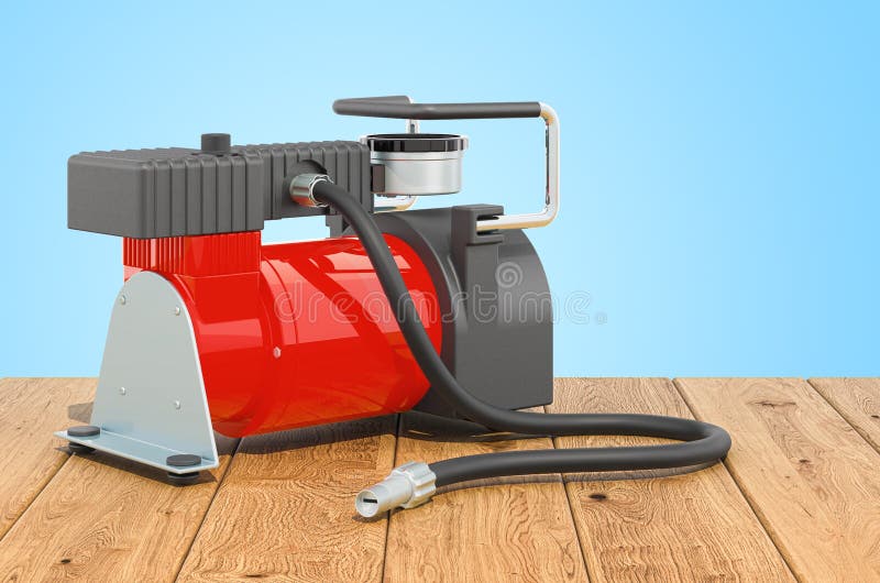 Car Portable Electric Air Compressor, Top View. 3D Rendering Stock ...