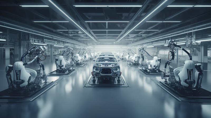 Car Production at the Factory. Stock Illustration - Illustration of ...
