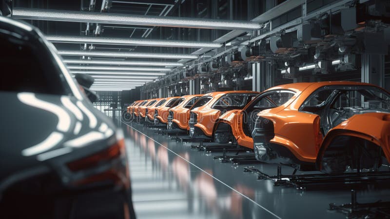 Car Production at the Factory. Stock Illustration - Illustration of ...