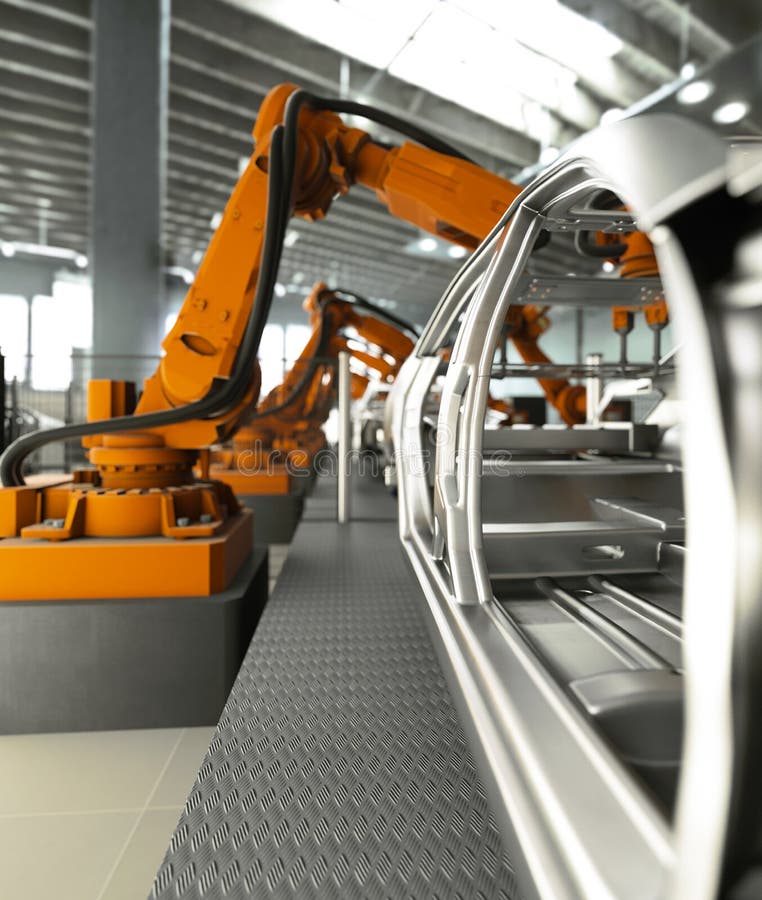 Car Production Line Concept 3d Render Stock Illustration - Illustration ...