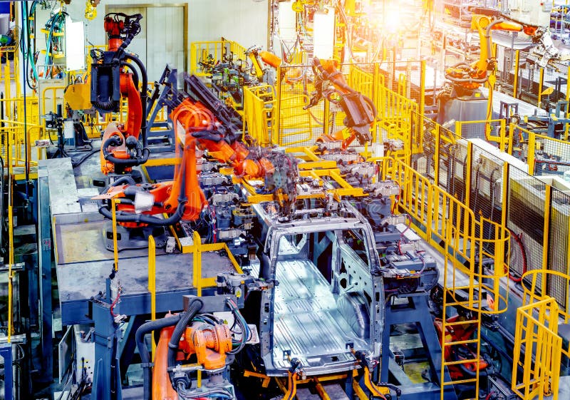 Car Production Line of the Robot Stock Image - Image of plant ...