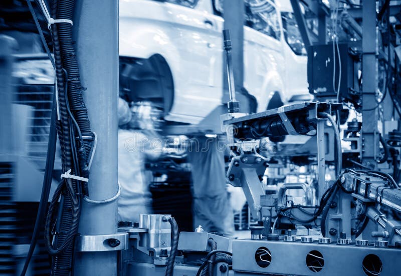 Automobile production line stock image. Image of construction - 99926739