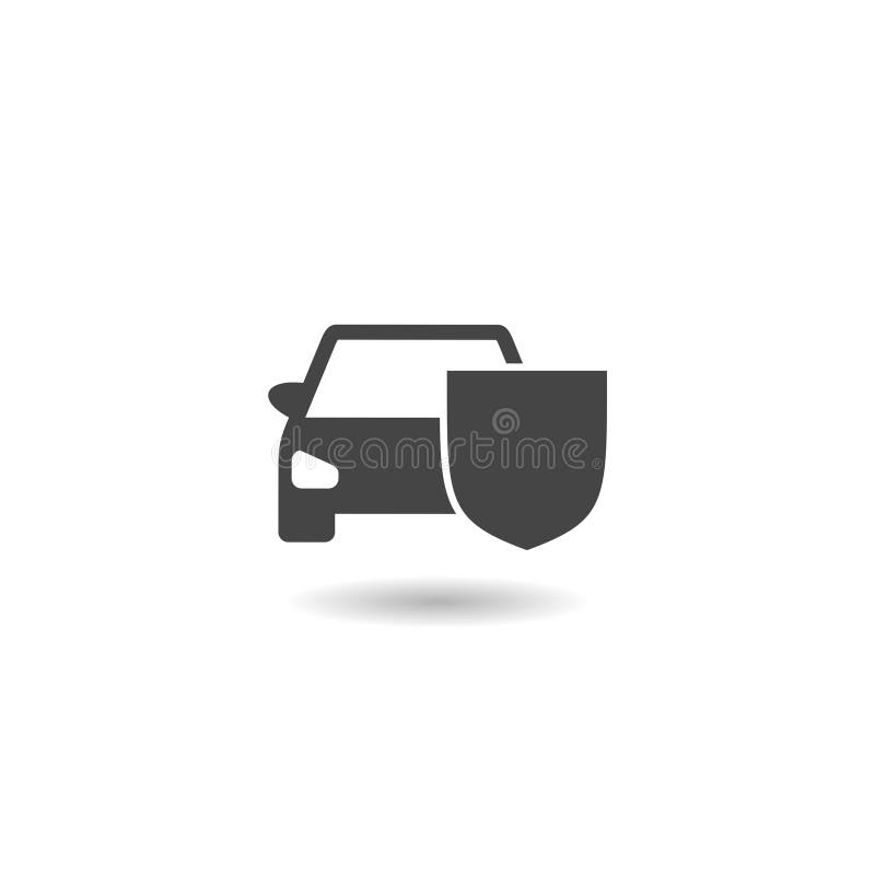 Car Protect, Shield of Secure Icon with Shadow Stock Illustration ...