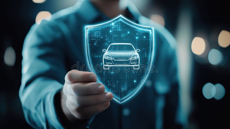 Car Protection Shield Concept with Digital Interface Stock Photo ...