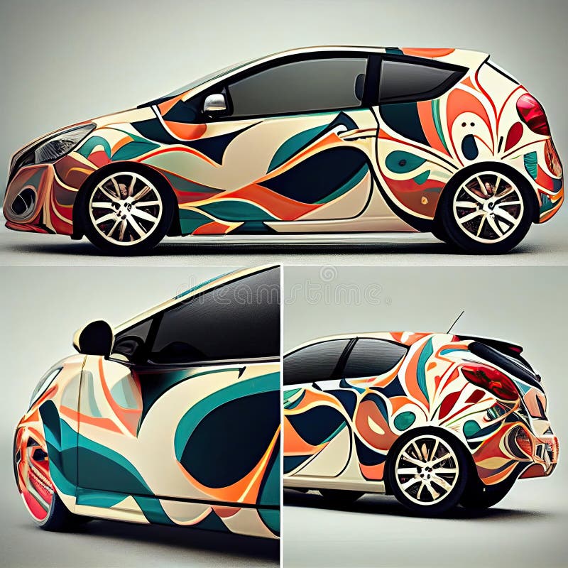 A Car with a Psychedelic Design on it Stock Image - Image of unique ...