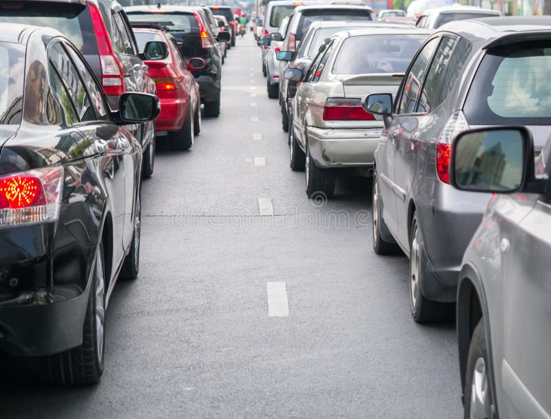 Car Queue in the Bad Traffic Night Stock Image - Image of queue ...
