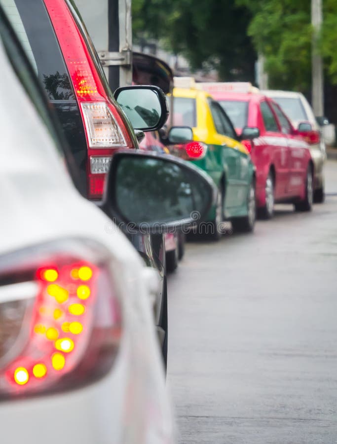 Car Queue in the Bad Traffic Road Stock Image - Image of waiting ...