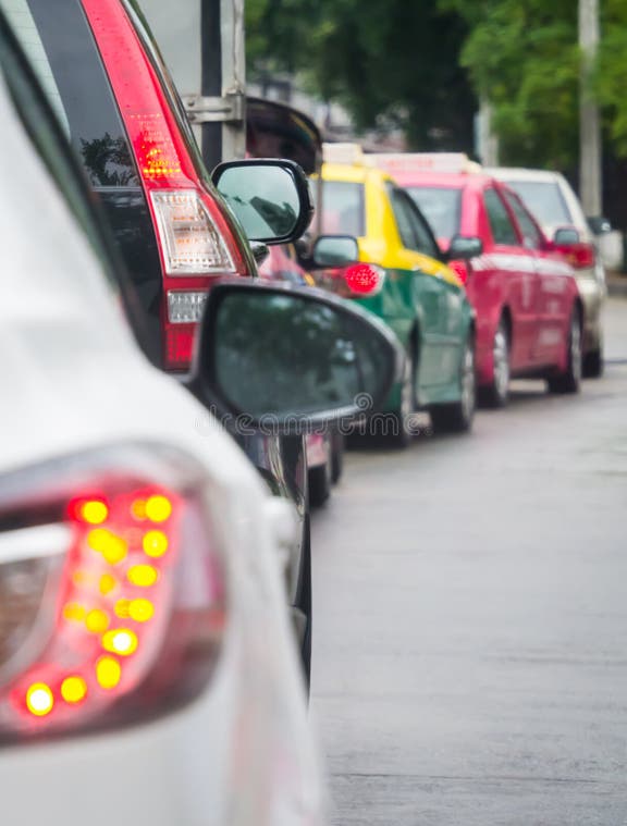 Car Queue in the Bad Traffic Road Stock Image - Image of waiting ...