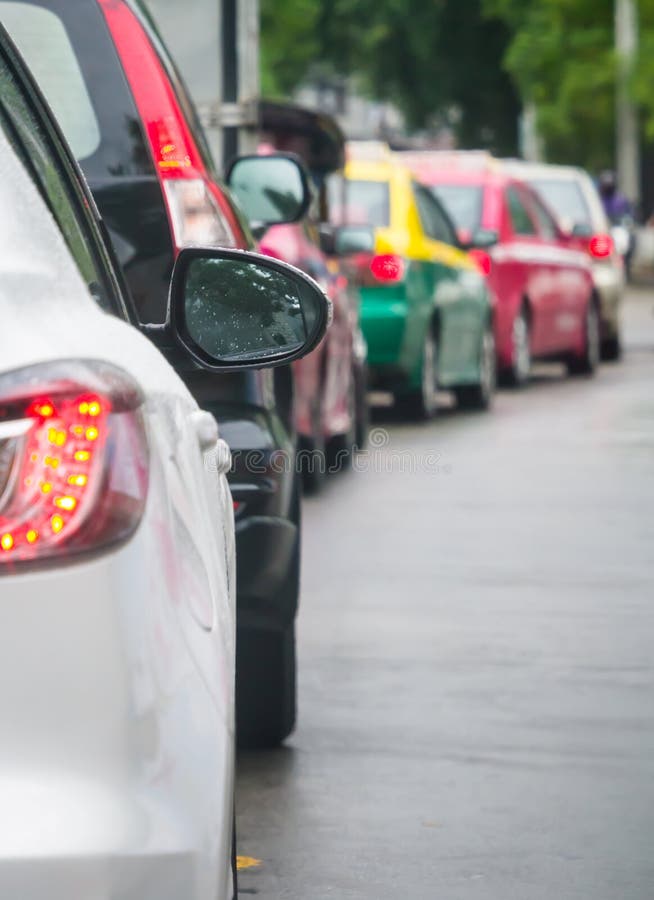 Car Queue in the Bad Traffic Road Stock Image - Image of lane, waiting ...