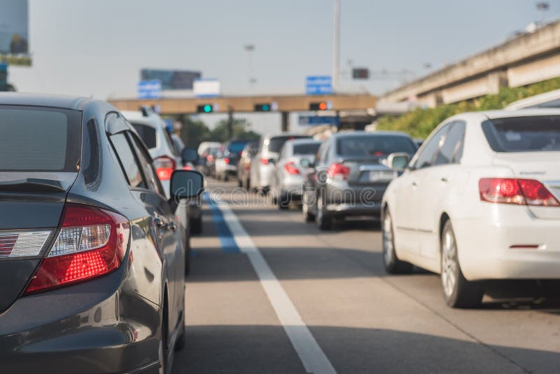 Car Queue in Front of Express Way Gate Stock Photo - Image of driving ...