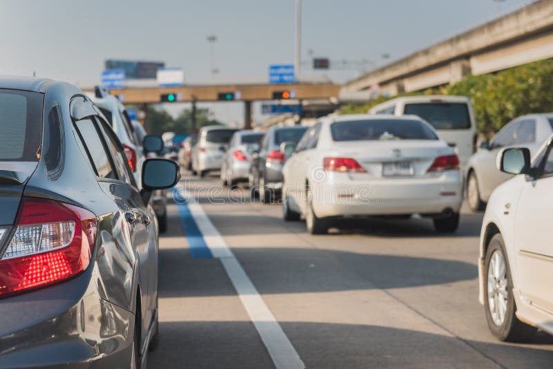 Car Queue in Front of Express Way Gate Stock Image - Image of road ...