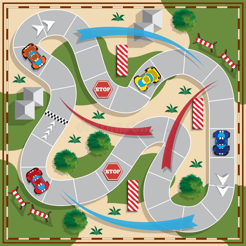 Race Track Game Board Template Curved Road Map Game Board Template