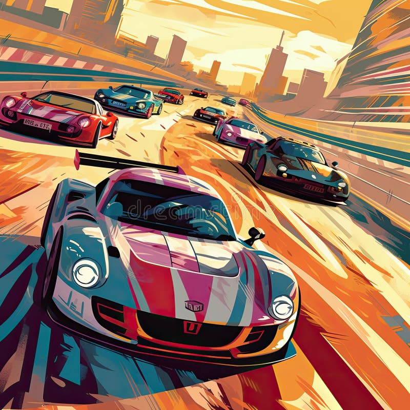 Car Race Sports Illustration - Made with Generative AI Tools Stock ...