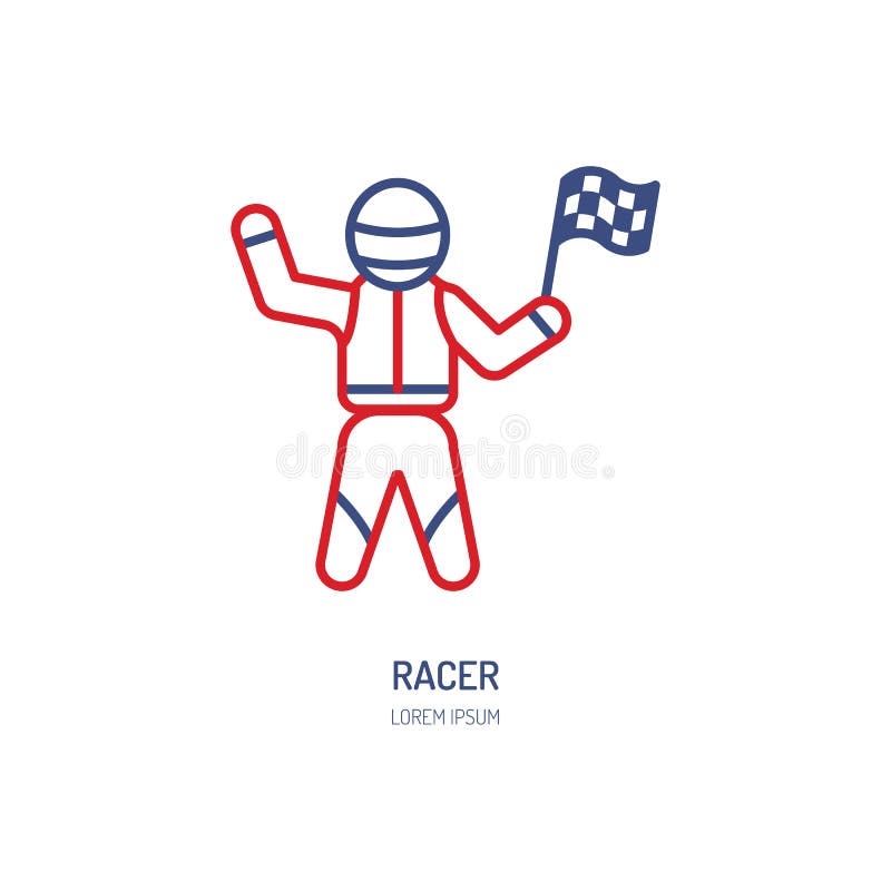 Car Racer Vector Line Icon. Speed Auto Championship Winner with ...