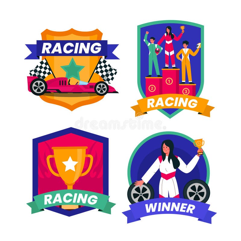 Car racing badges set stock illustration. Illustration of emblem ...
