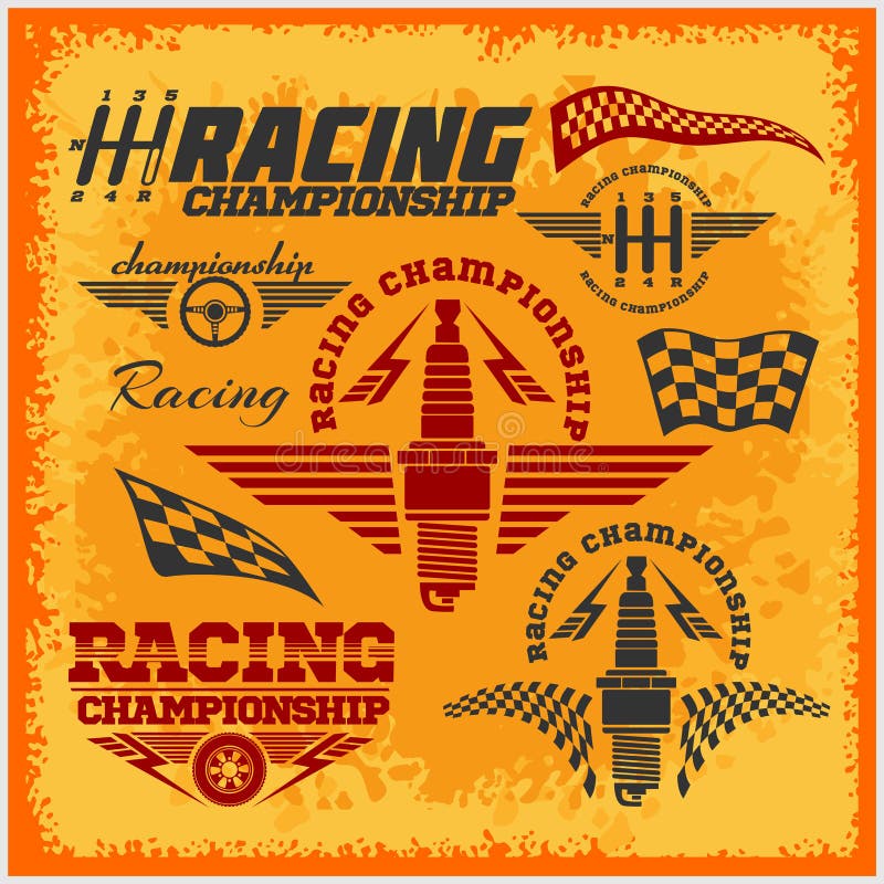 Car Racing Emblems and Championship Race Vector Stock Vector ...