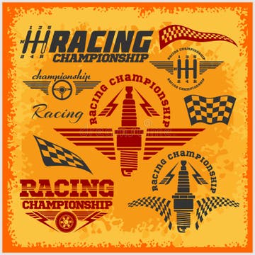 Car Racing Emblems and Championship Race Vector Stock Vector ...