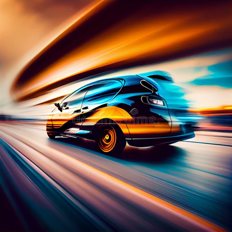 Car Racing at High Speed, Blurred Background - AI Generated Image Stock ...