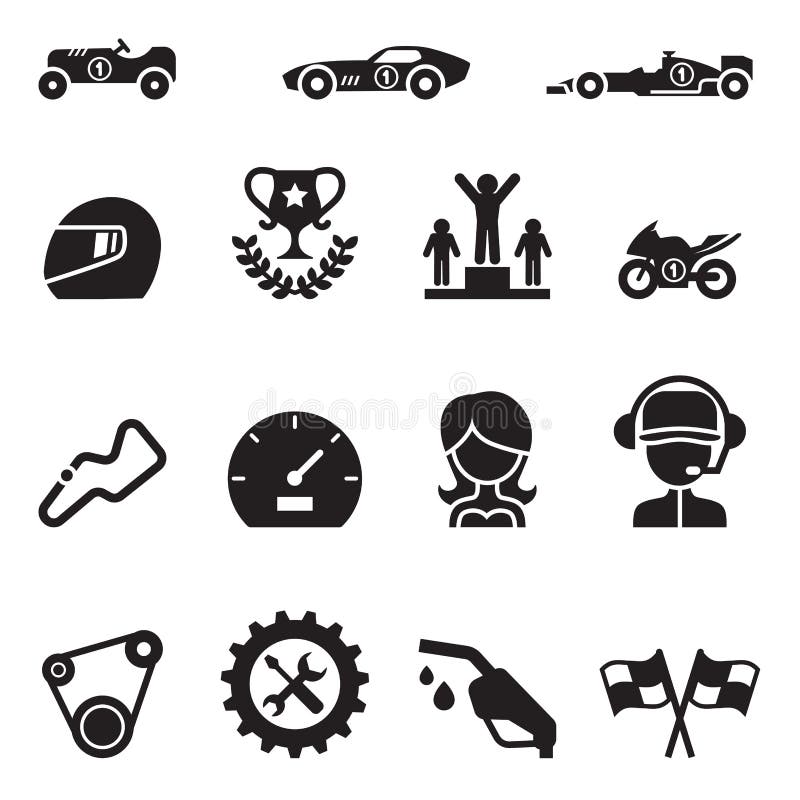 Car Racing icon set stock illustration. Illustration of icons - 72474122
