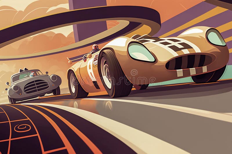 Car racing stock illustration. Illustration of vintage - 272768548