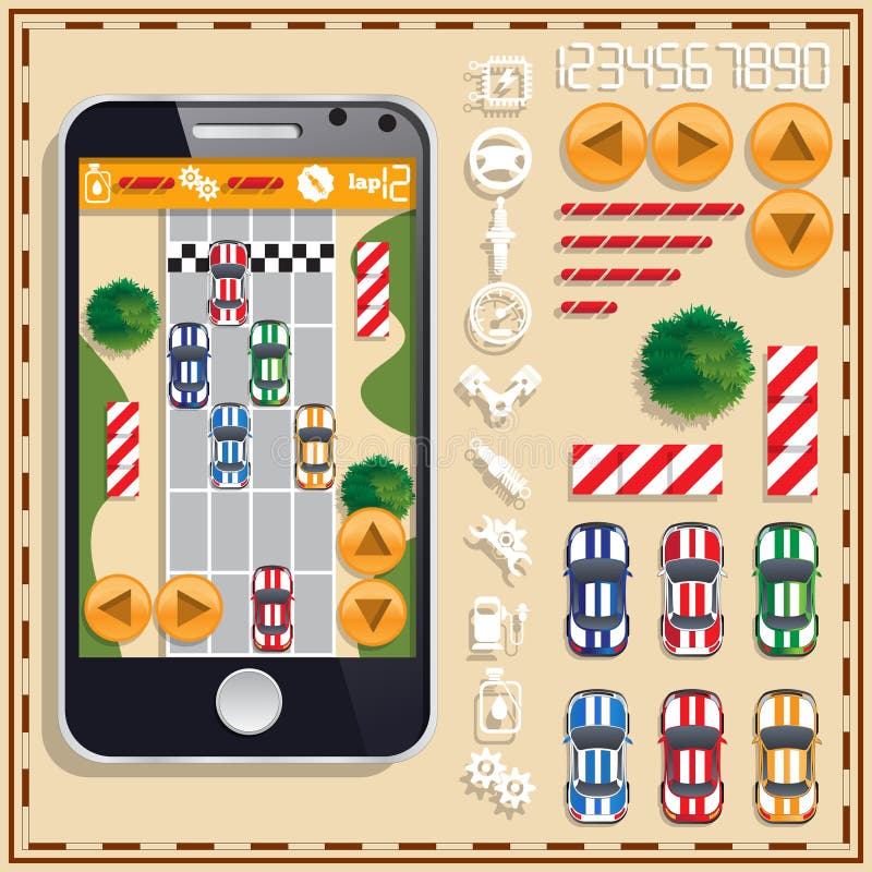 Car Racing. stock vector. Illustration of button, automobile - 164700341