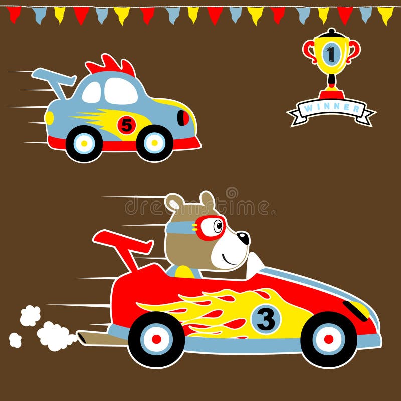 Car Racing Vector Cartoon Illustration Stock Vector - Illustration of ...