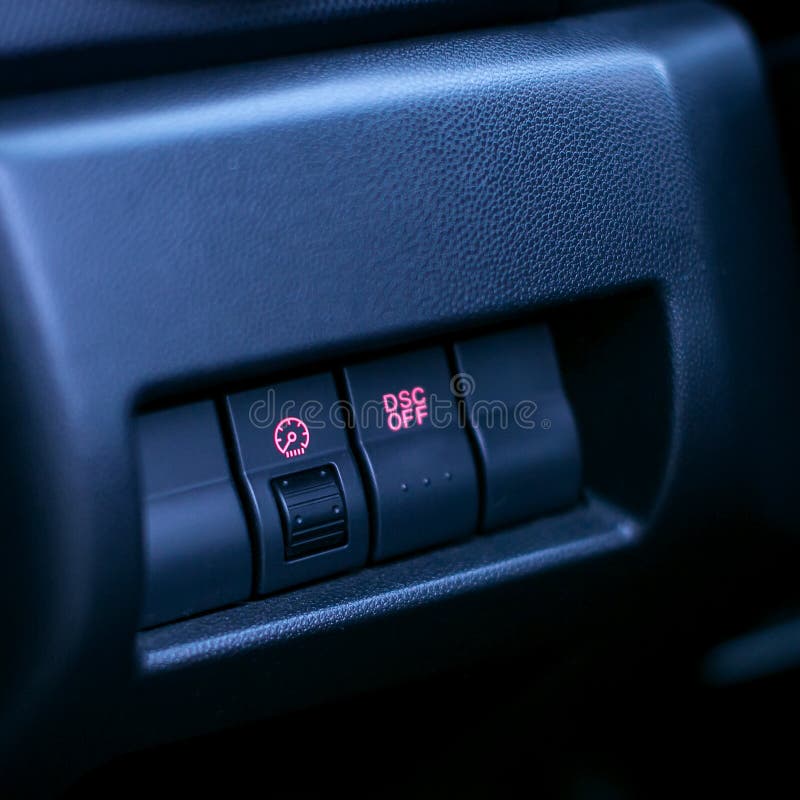 Button on Dashboard in Modern Car Panel. Stock Photo - Image of luxury ...