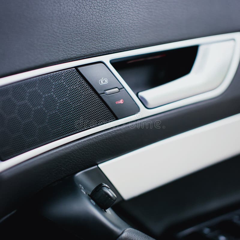 Button on Dashboard in Modern Car Panel. Stock Image - Image of ...