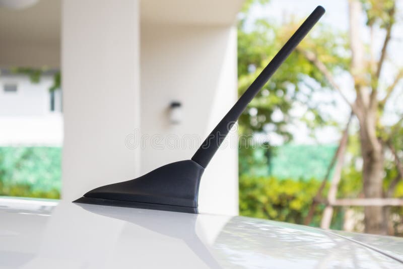 Car Radio Antenna on the Car Roof Stock Photo - Image of accessory ...