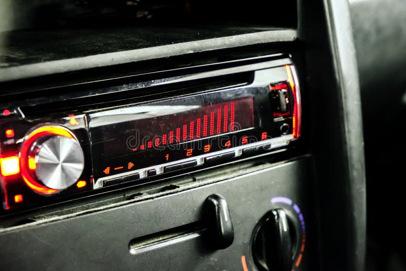 Car Radio Front Volume Closeup Stock Image - Image of details, numbers ...