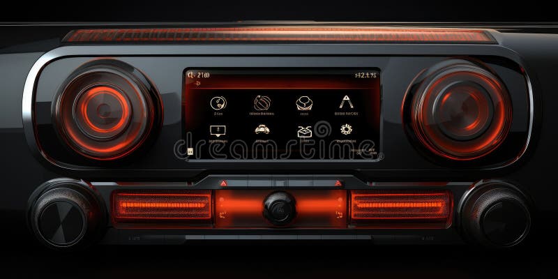 Car Radio. Multimedia System Display of Modern Car Stock Illustration ...