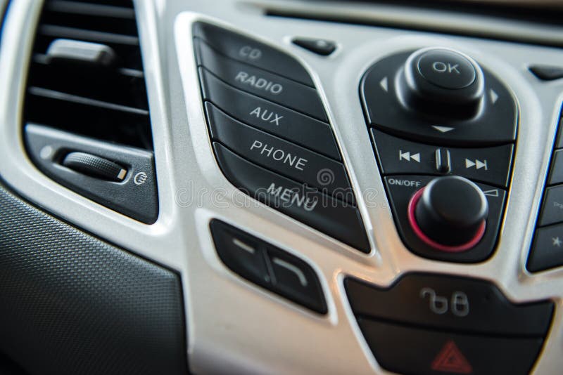 Car Radio and Phone System,Button on Dashboard Stock Photo - Image of ...