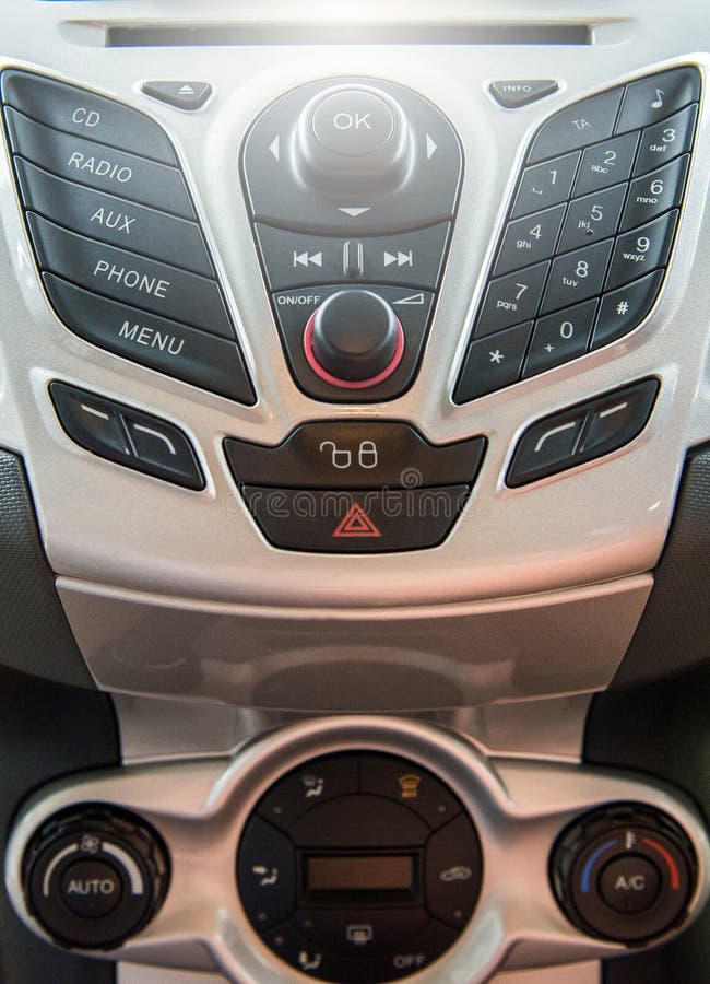 Car Radio and Phone System,Button on Dashboard Stock Photo - Image of ...